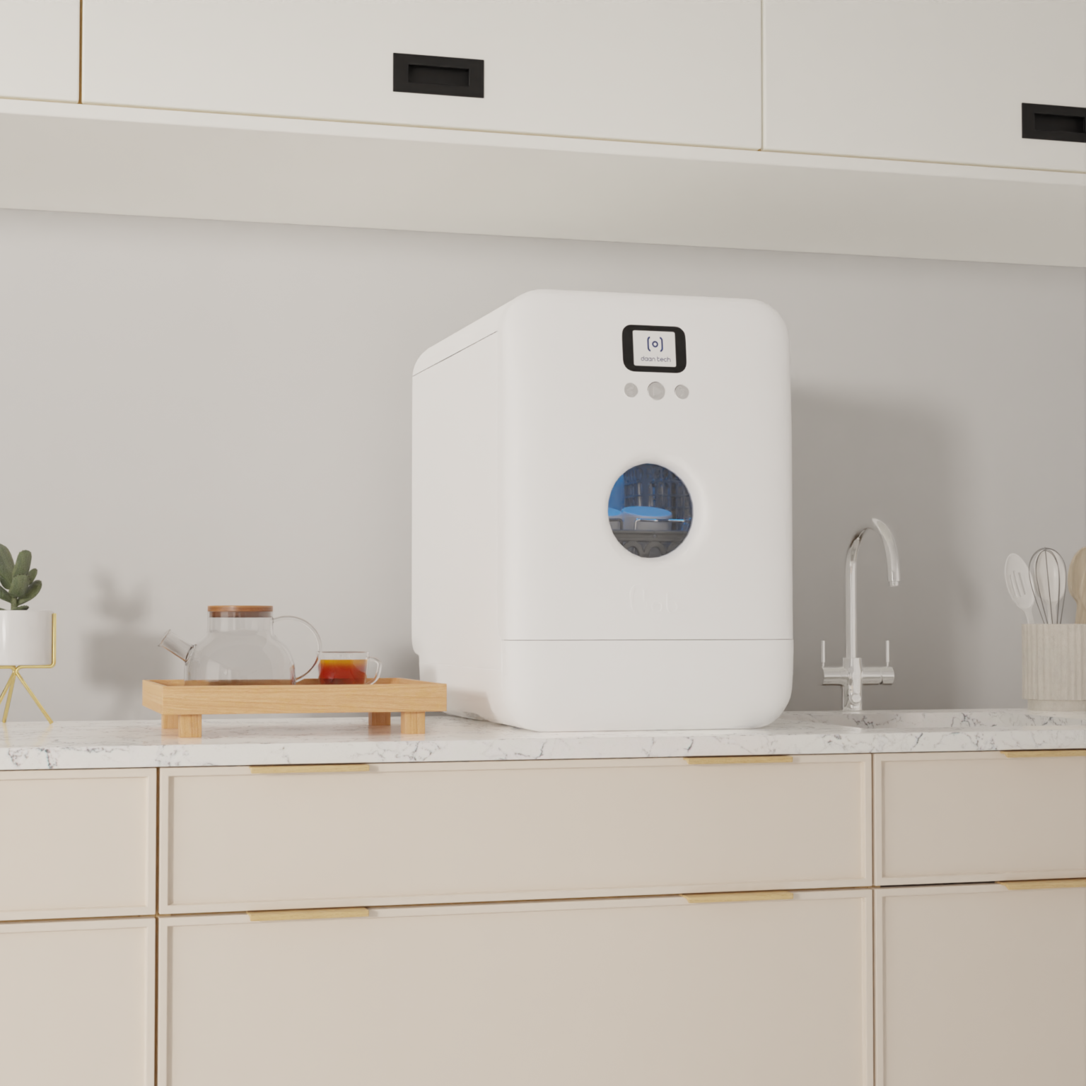 Bob - design eco mini-oppvaskmaskin front I matt hvit / kropp i hvit ...